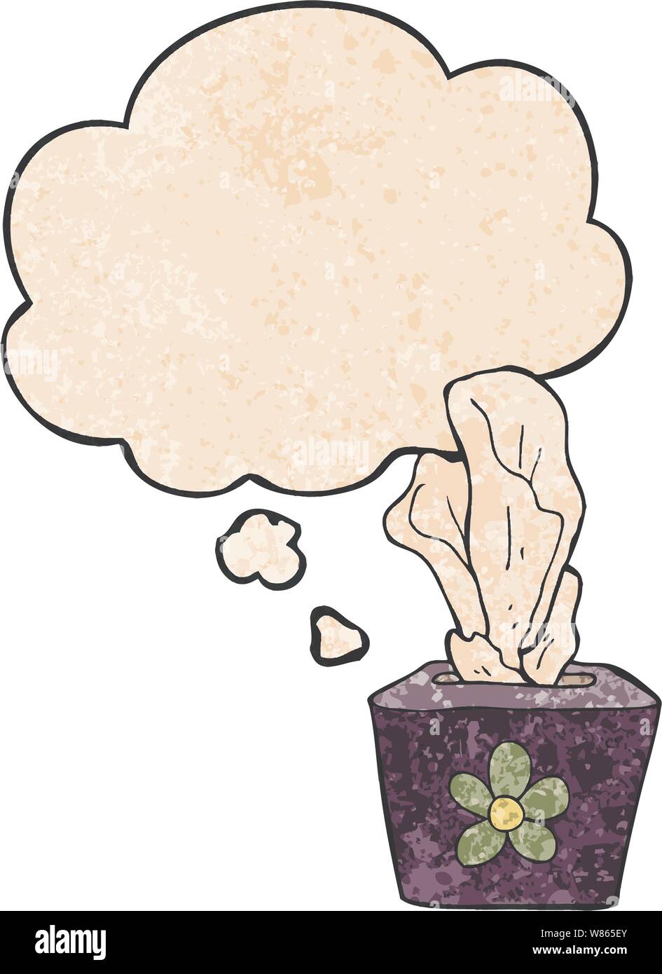 cartoon box of tissues with thought bubble in grunge texture style ...