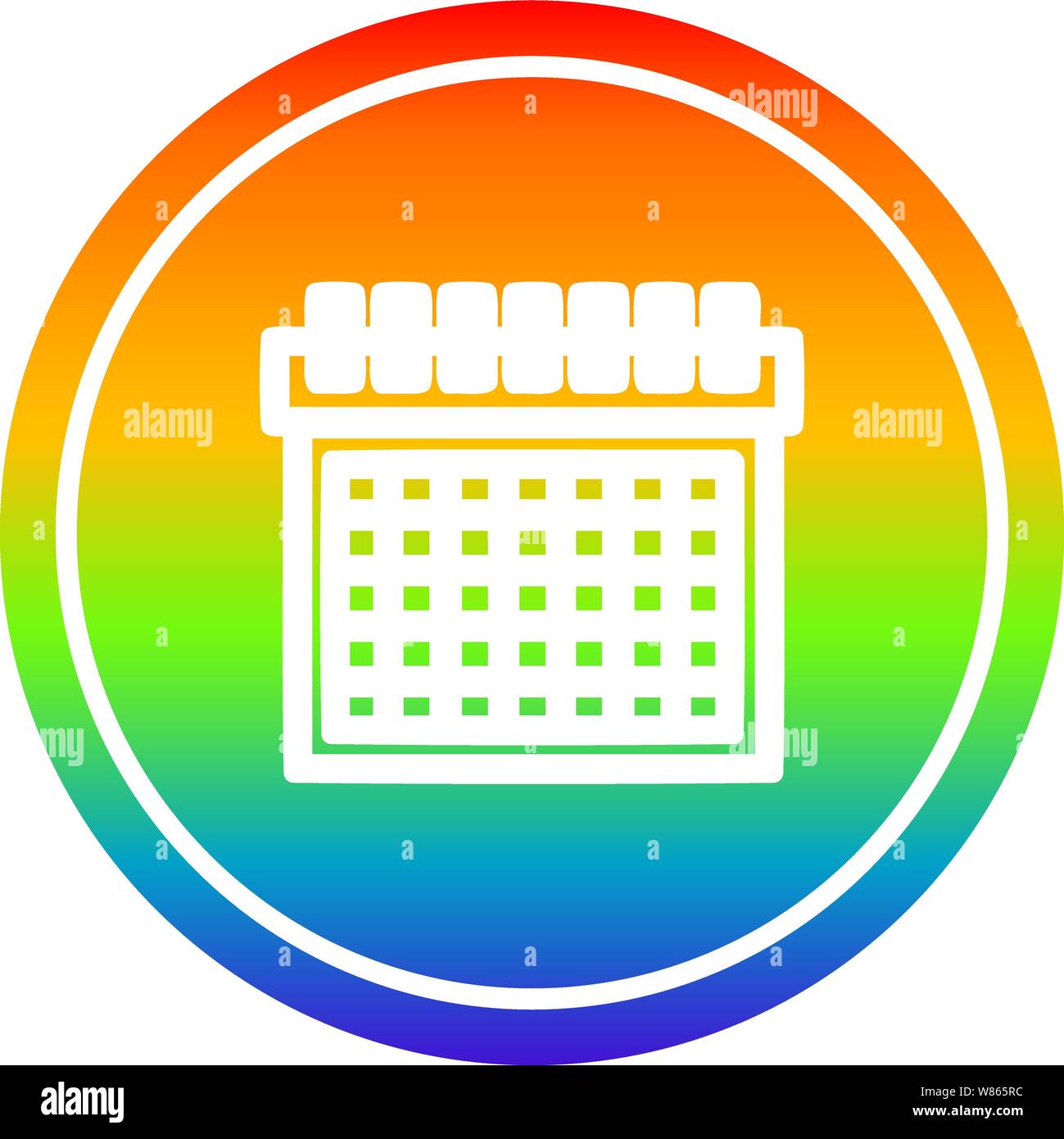 monthly calendar circular icon with rainbow gradient finish Stock ...