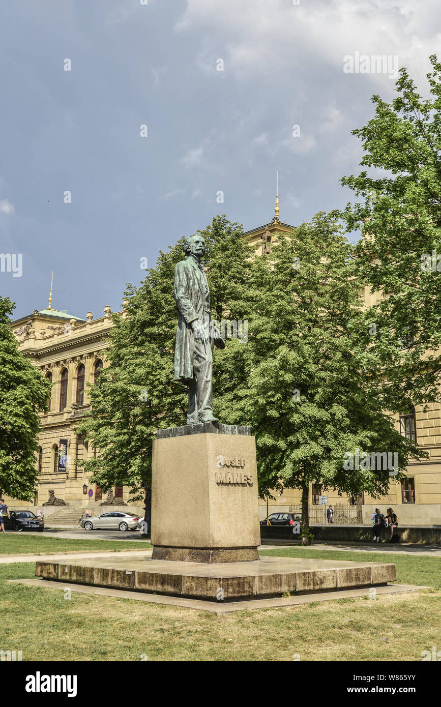Prague, Czech Republic - May 9, 2018: Monument for famous czech painter ...