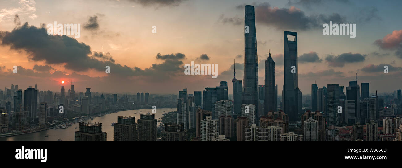 Skyline of the Lujiazui Financial District with the Shanghai Tower ...