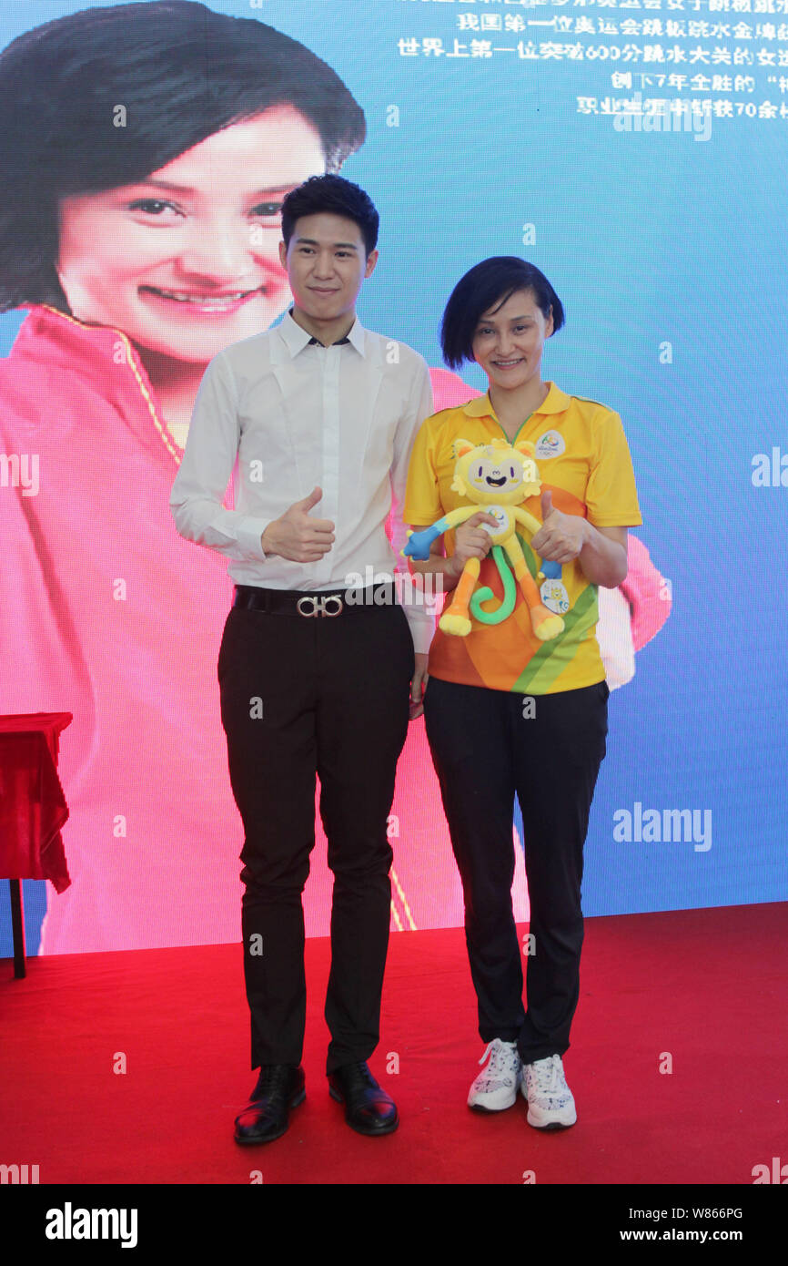 Former Chinese diver Gao Min, right, who won gold medals in the ...