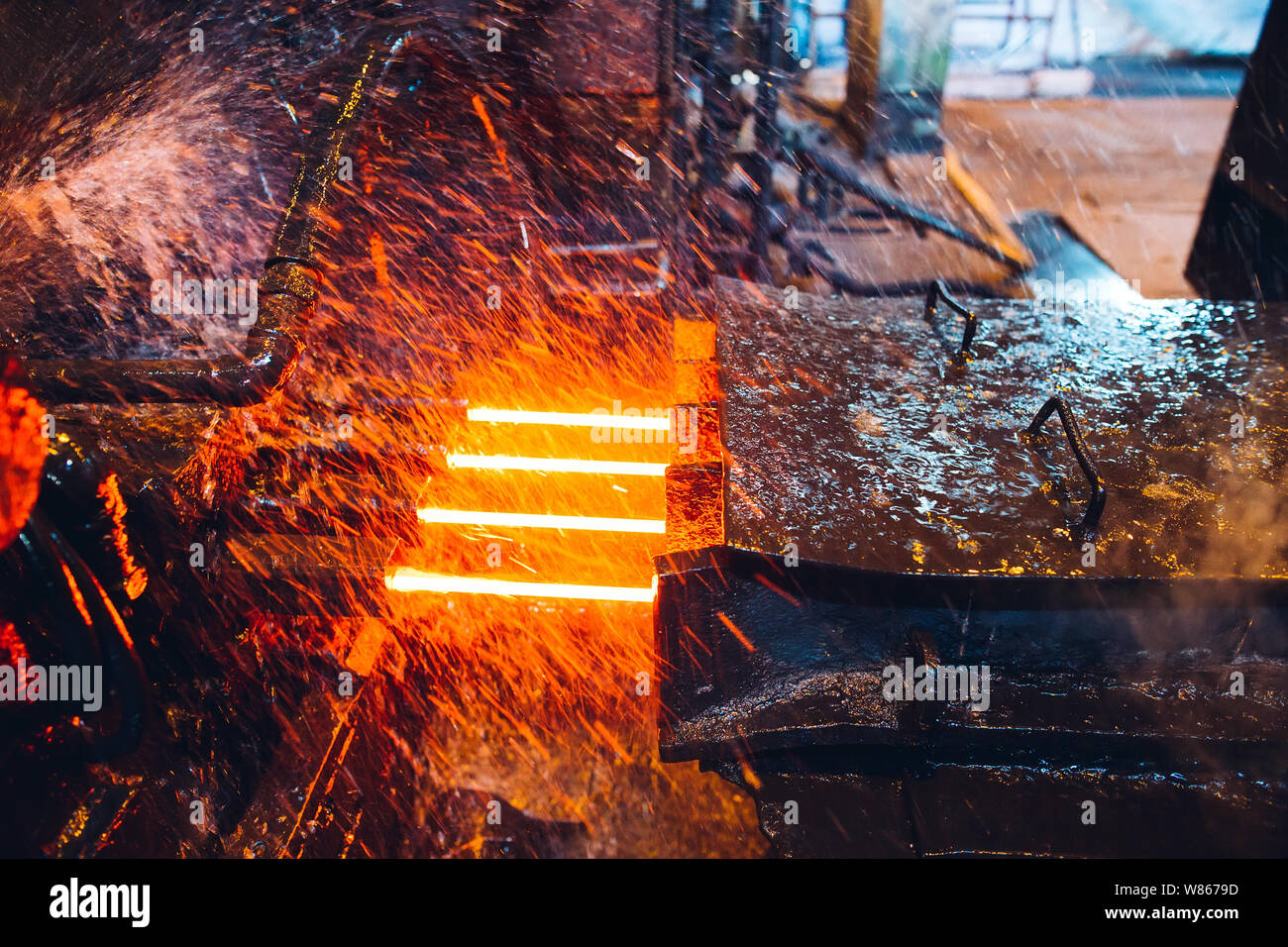 Plant for the production of steel. An electric melting furnace. Factory ...