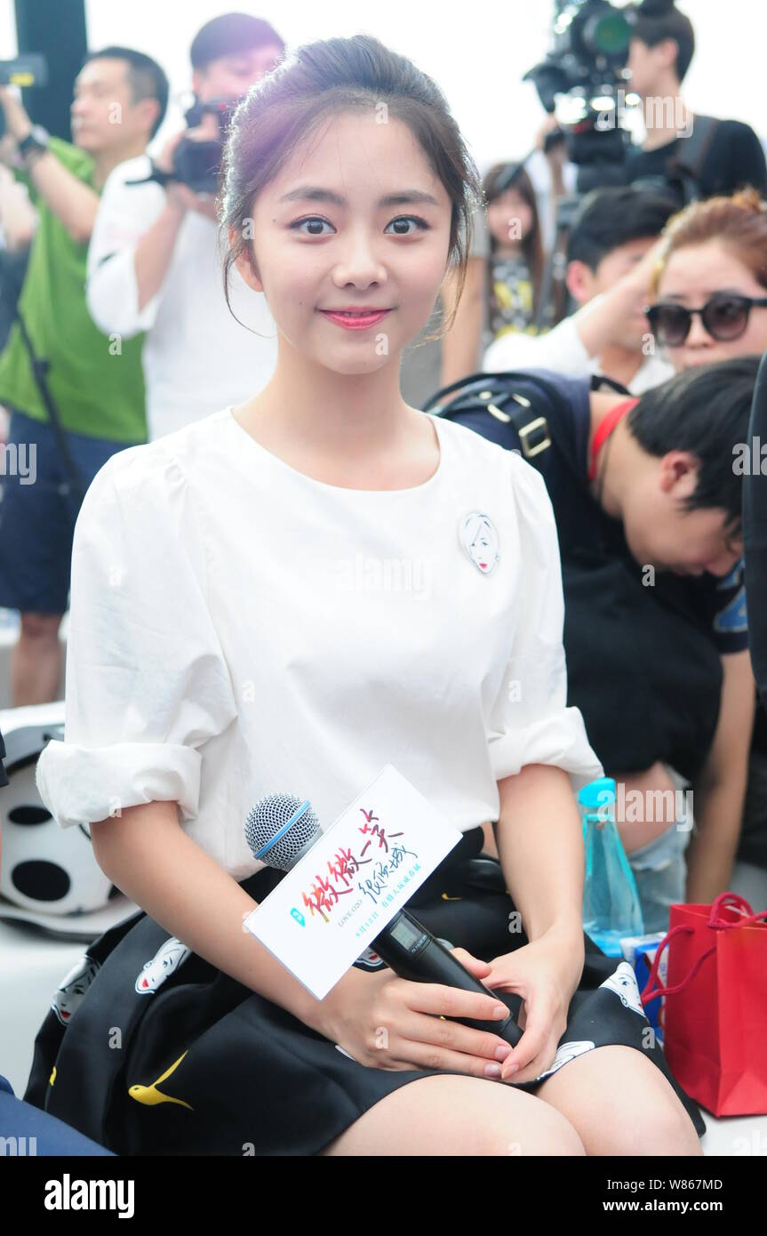 Chinese actress Tan Songyun attends a press conference for her movie ...
