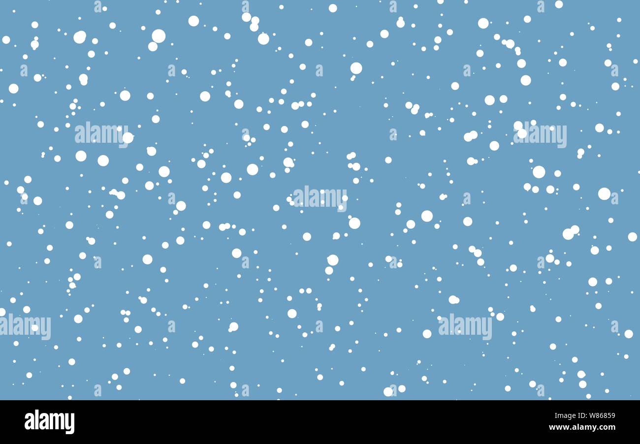 Christmas snow. Falling snowflakes on blue background. Snowfall. Vector ...