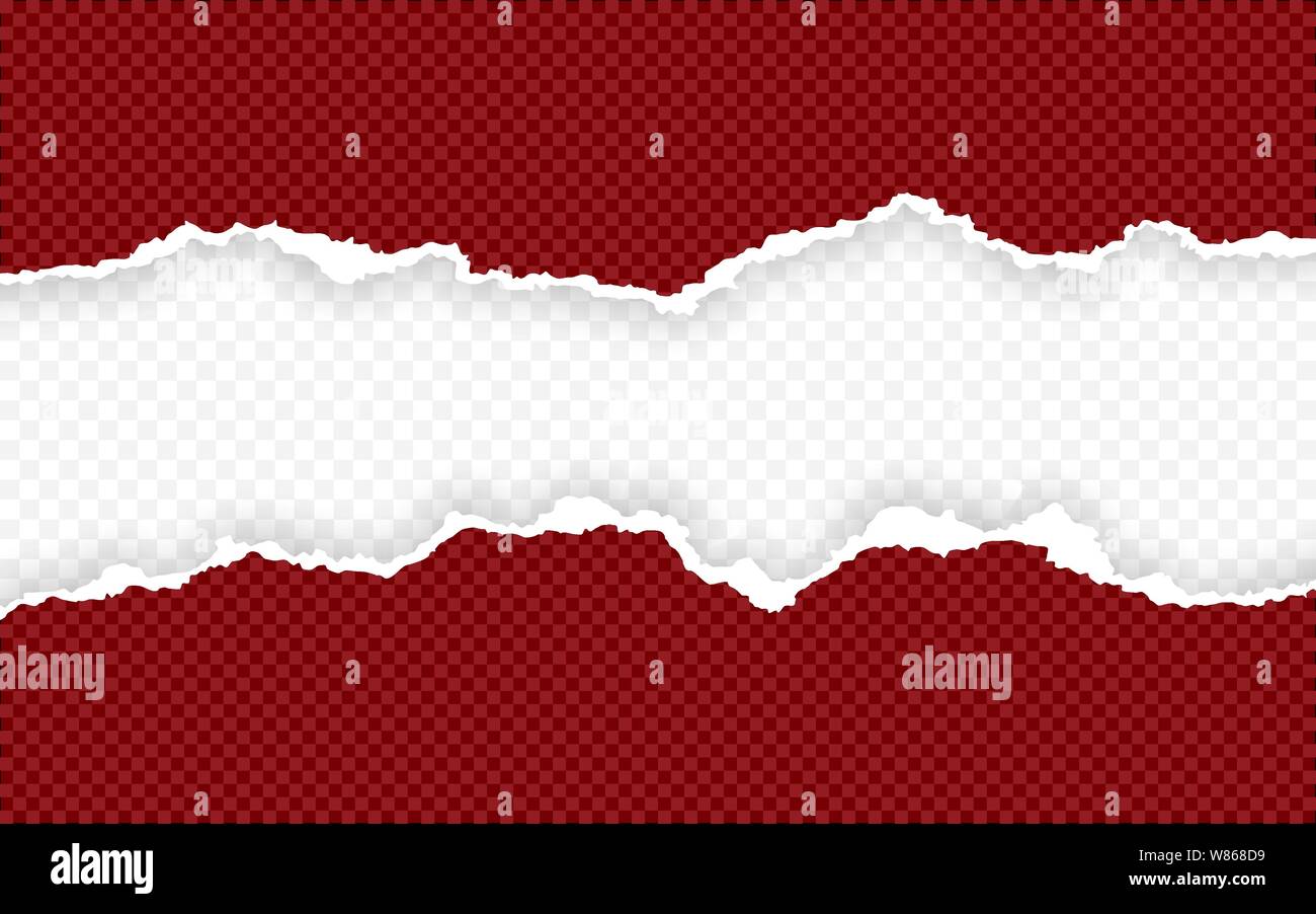 Horizontal torn paper edge. Ripped squared horizontal paper strips ...