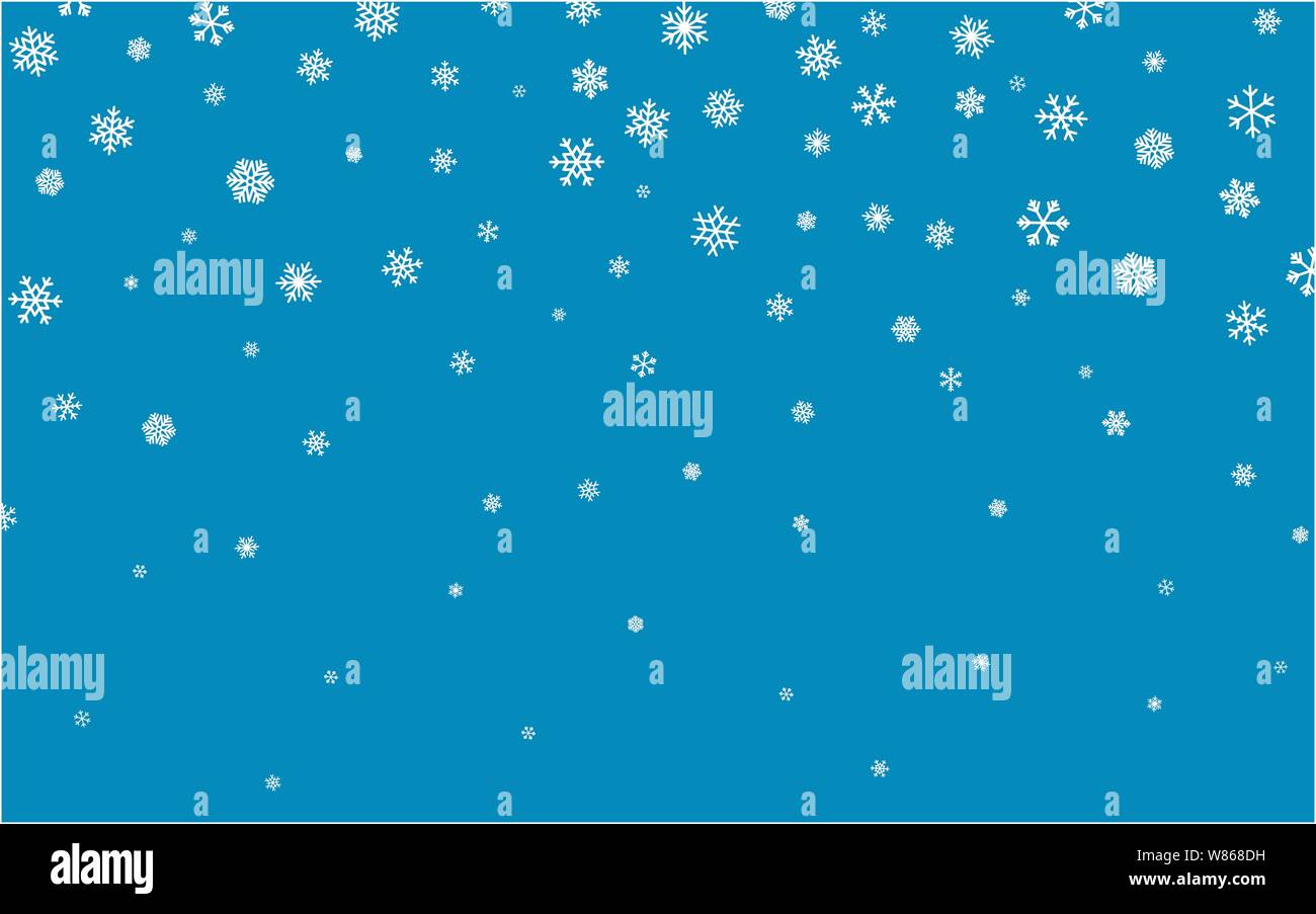 Christmas snow. Falling snowflakes on blue background. Snowfall. Vector ...