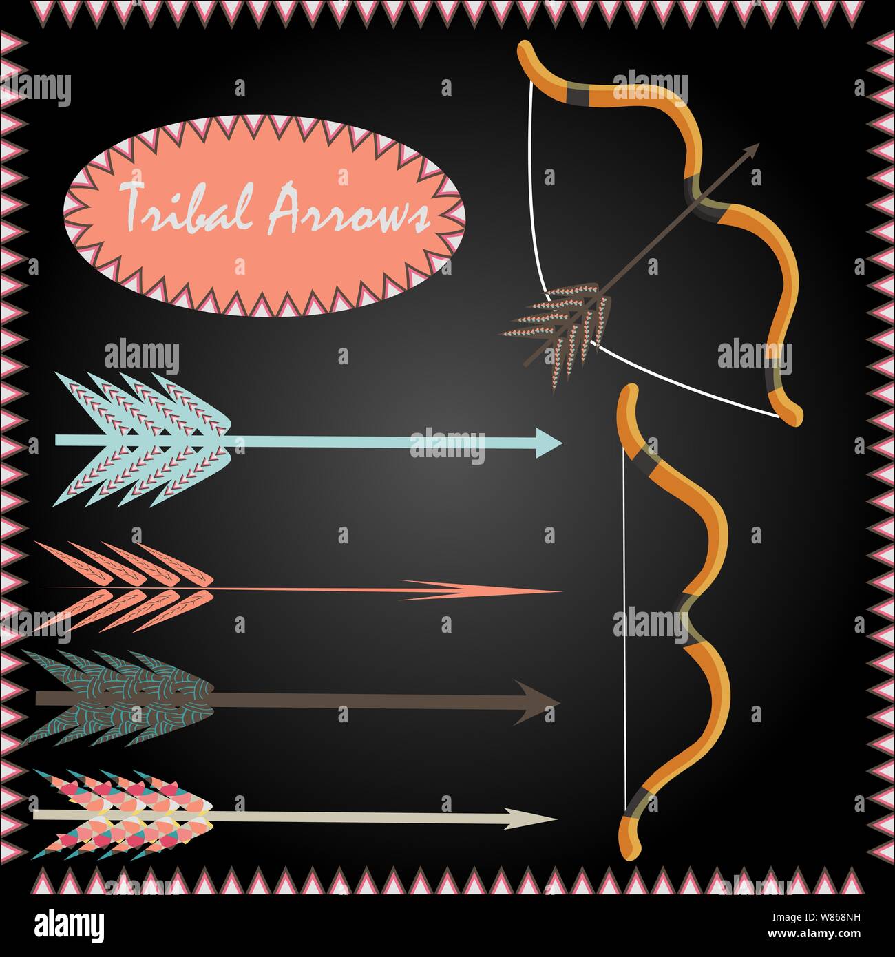 Hand drawn colorful indian, tribal arrows collection Stock Vector Image ...