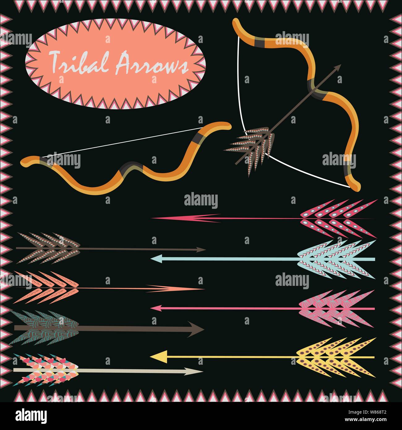 Hand drawn colorful indian, tribal arrows collection Stock Vector Image ...