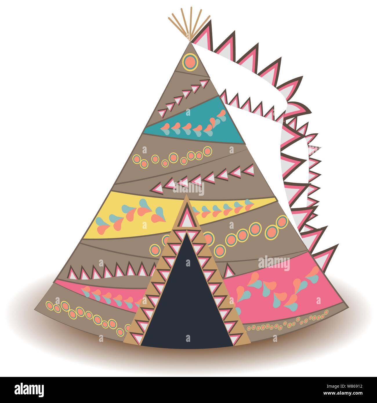 Indian tent or wigwam pierced isolated on white background. cartoon ...