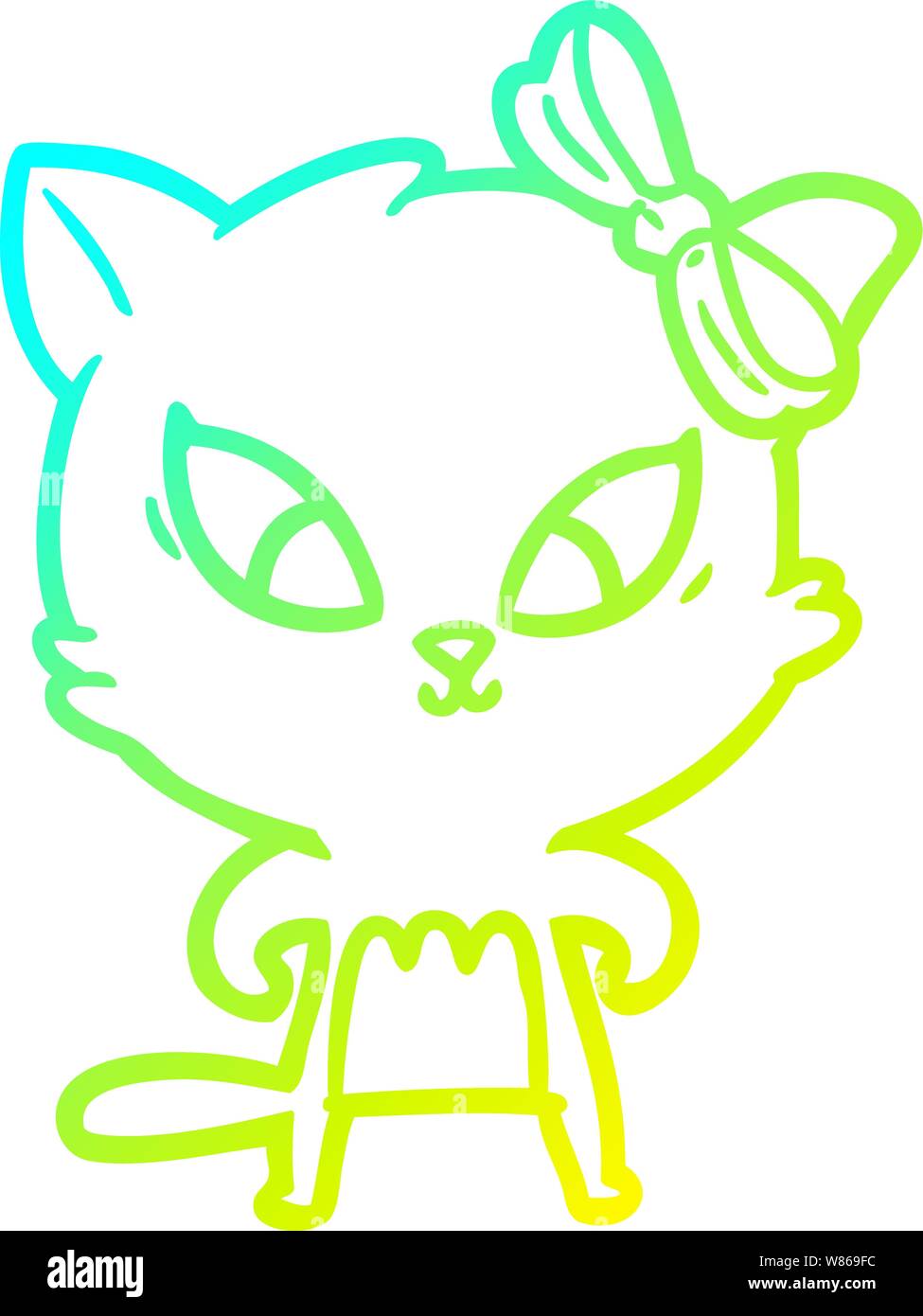 cold gradient line drawing of a cartoon cat Stock Vector Image & Art ...