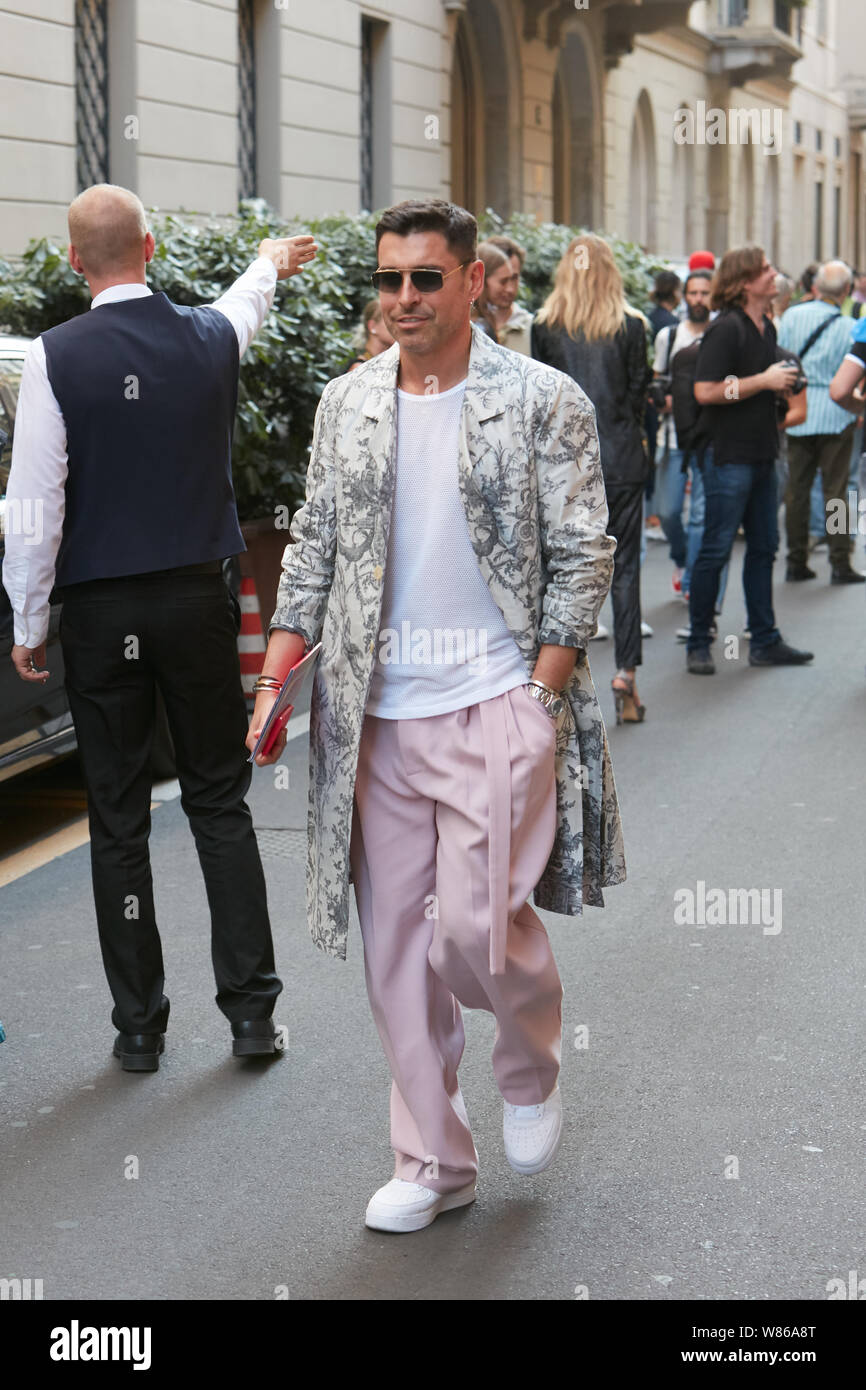 MILAN, ITALY - JUNE 15, 2019: Alex Badia before Versace fashion show ...
