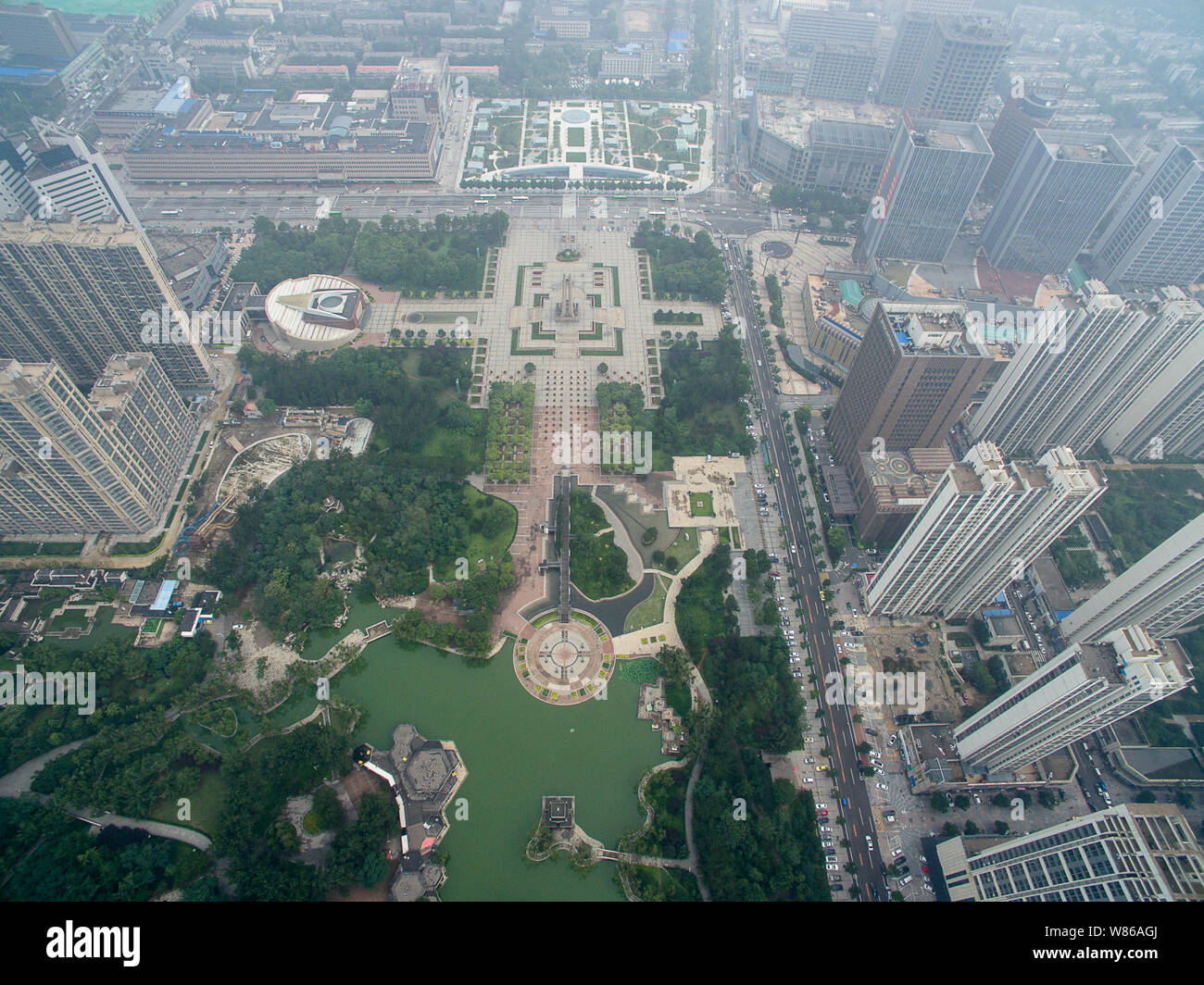 Aerial view of the Anti-Seismic Monument Square or Tangshan Earthquake ...