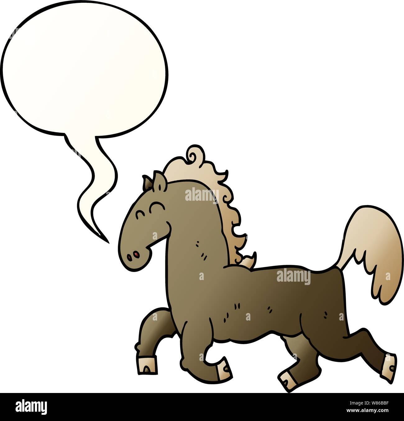 cartoon stallion with speech bubble in smooth gradient style Stock ...