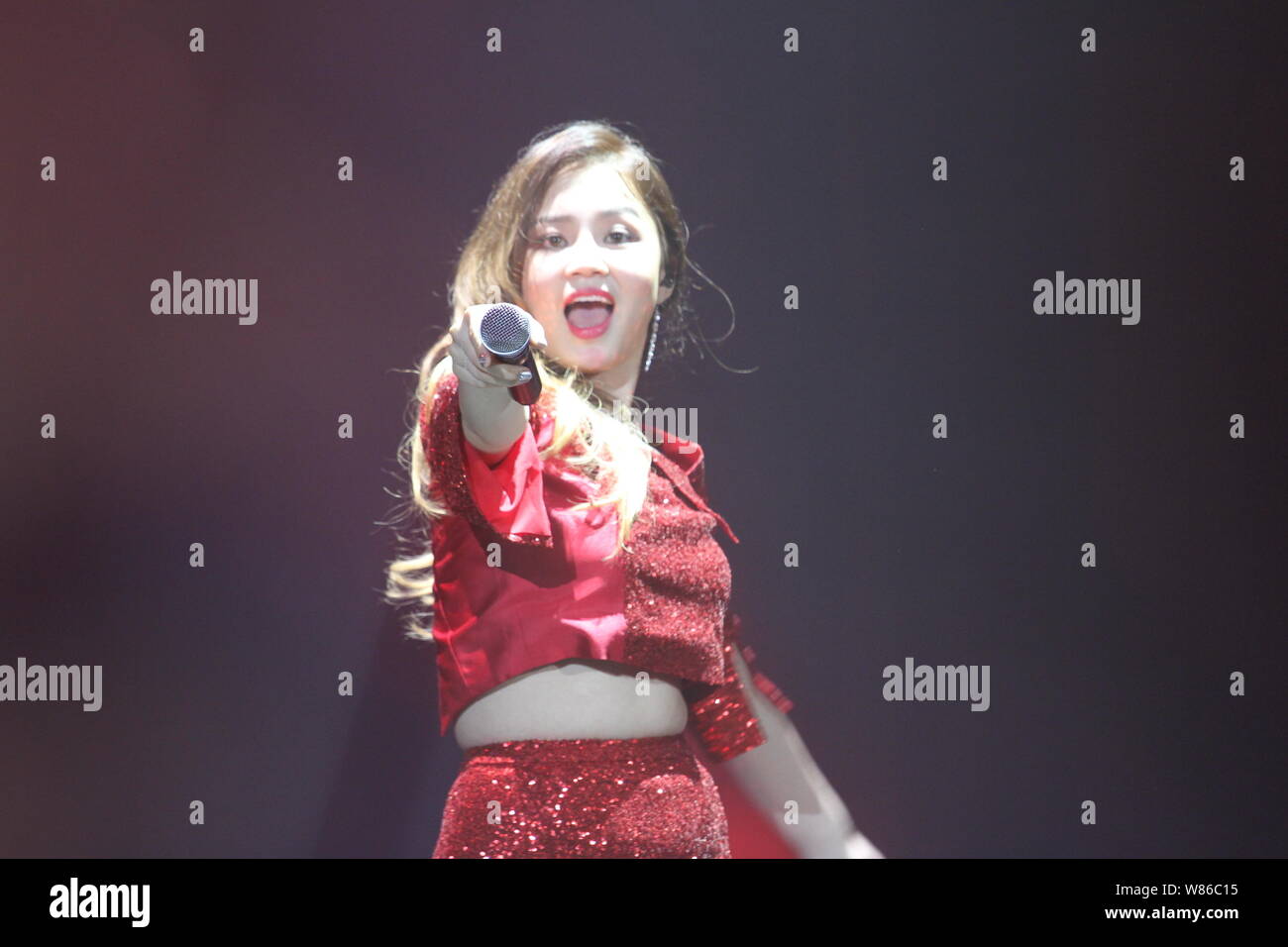 South Korean singer Lee Ha-yi performs at her concert in Shanghai ...