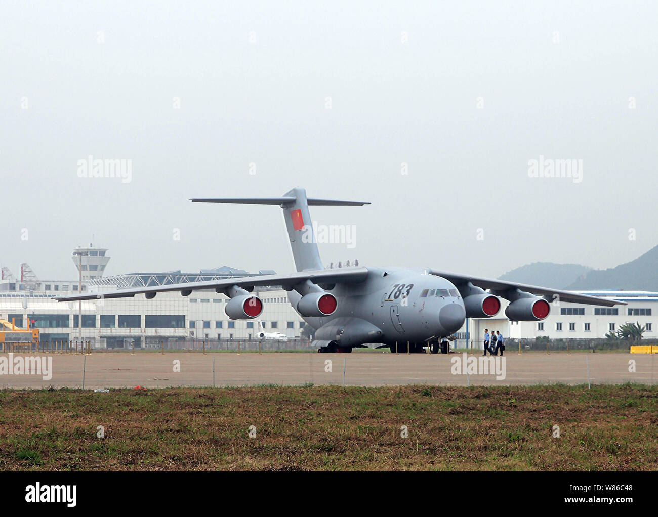 --FILE--A Chinese-made Y-20 large military transport aircraft is ...