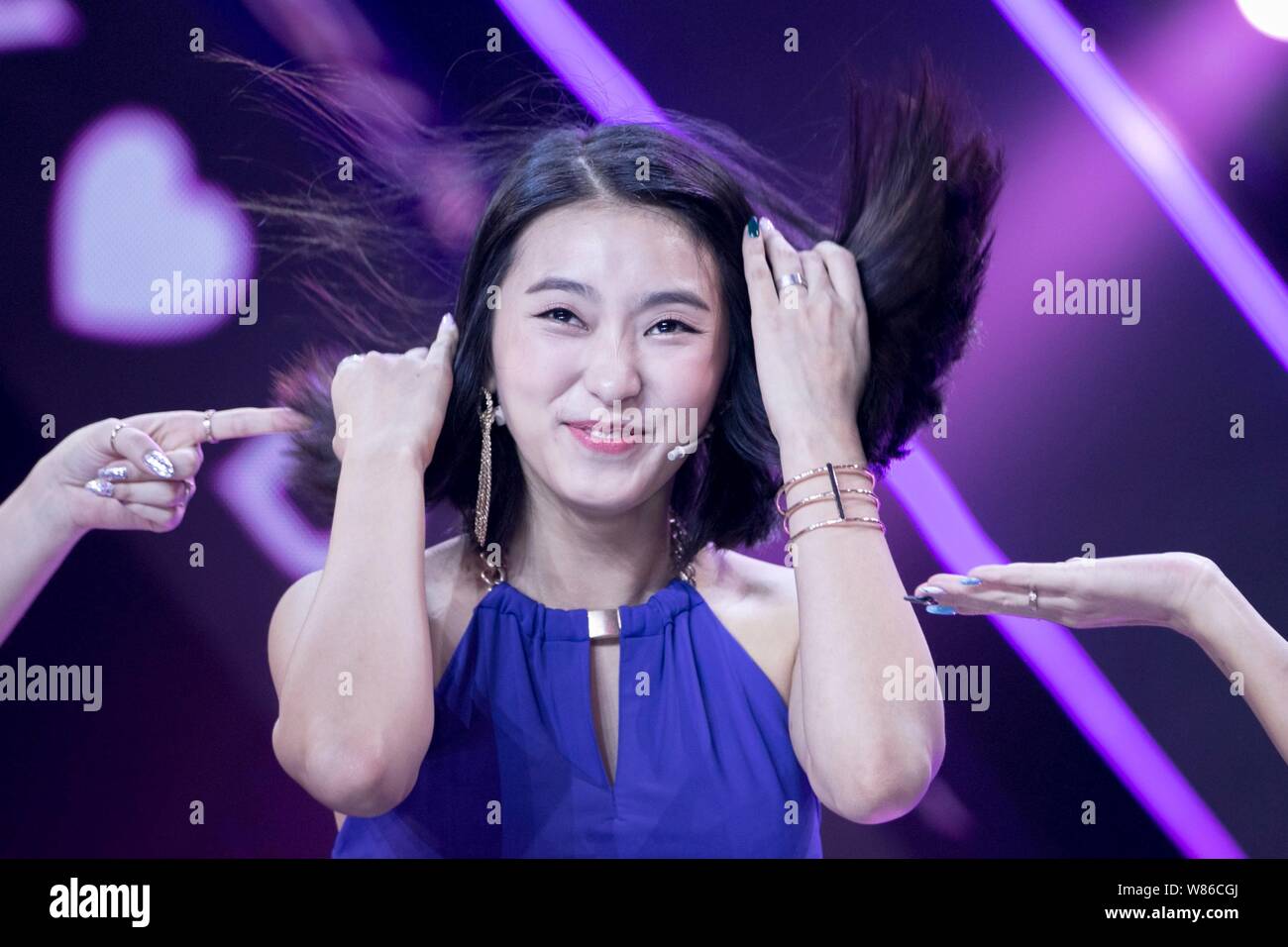 Yoon Bo-ra (Bora) of South Korean girl group Sistar reacts during an ...