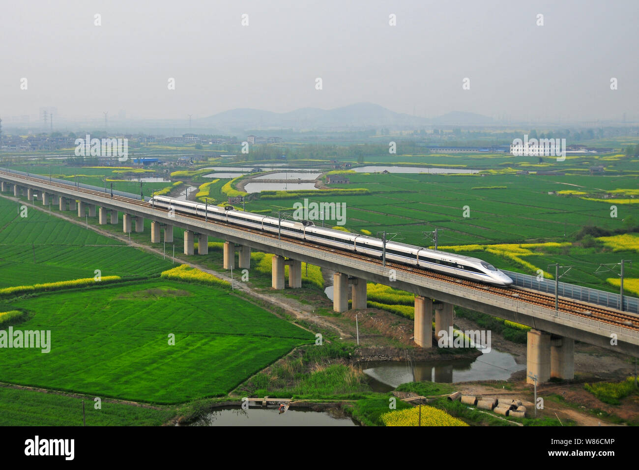 --FILE--A CRH (China Railway High-speed) bullet train travelling on the ...