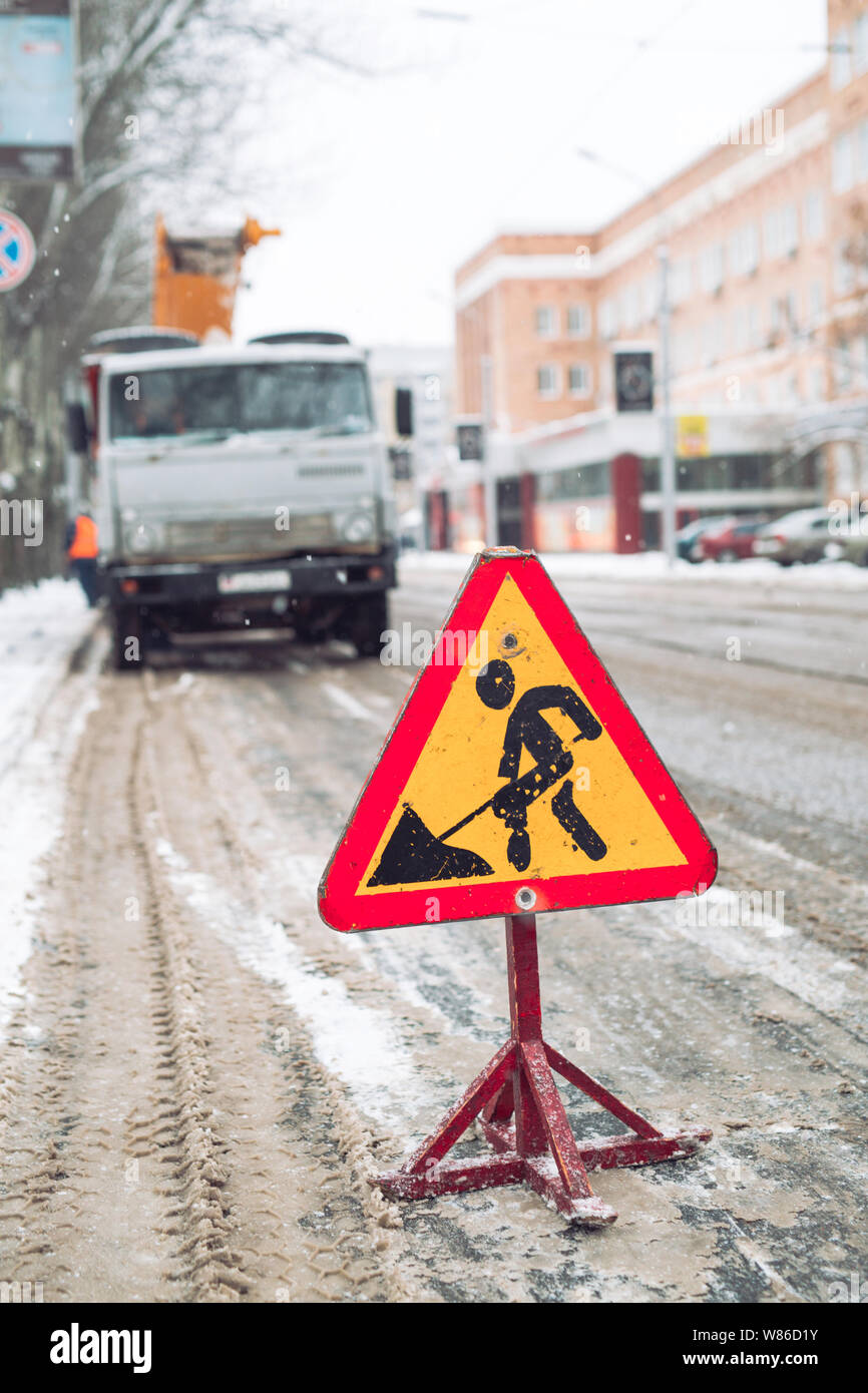Warning sign excavator hi-res stock photography and images - Alamy