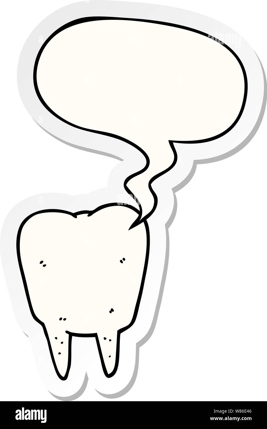 cartoon tooth with speech bubble sticker Stock Vector Image & Art - Alamy
