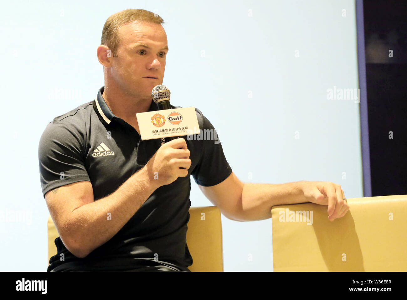 Wayne Rooney of Manchester United attends a press conference by Gulf ...