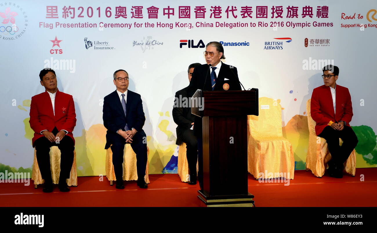 Timothy Fok Tsun-Ting, front, president of the Olympic Committee of ...