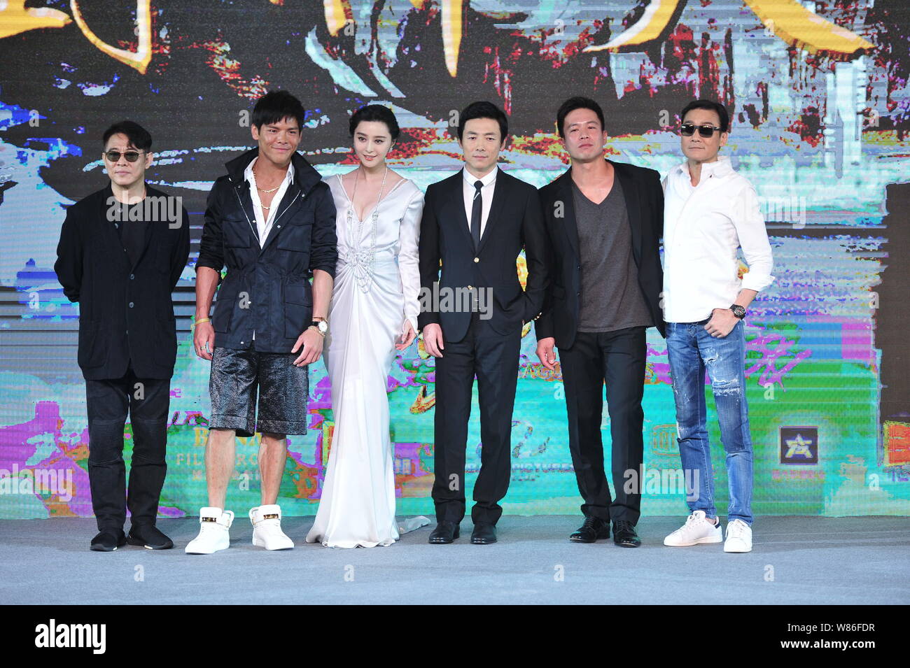 (From left) Chinese kungfu star Jet Li, Hong Kong actor Jacky Heung ...