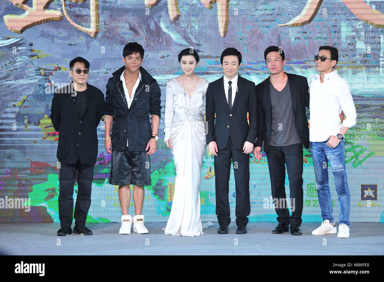 (From left) Chinese kungfu star Jet Li, Hong Kong actor Jacky Heung ...