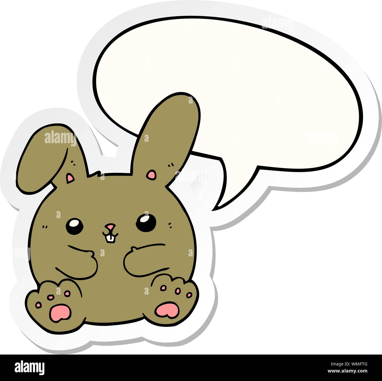 cartoon rabbit with speech bubble sticker Stock Vector Image & Art - Alamy