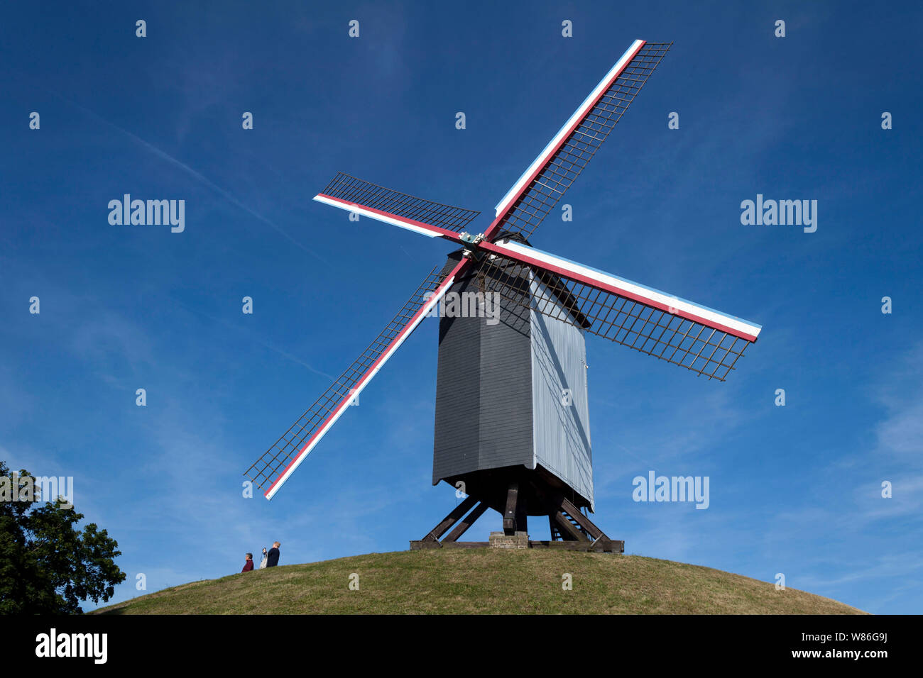 Wooden windmill in Bruges, Flanders, Belgium: the Bonne Chiere Windmill ...