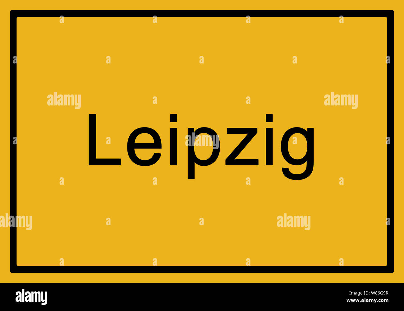 Typical german yellow city sign Leipzig Stock Photo - Alamy