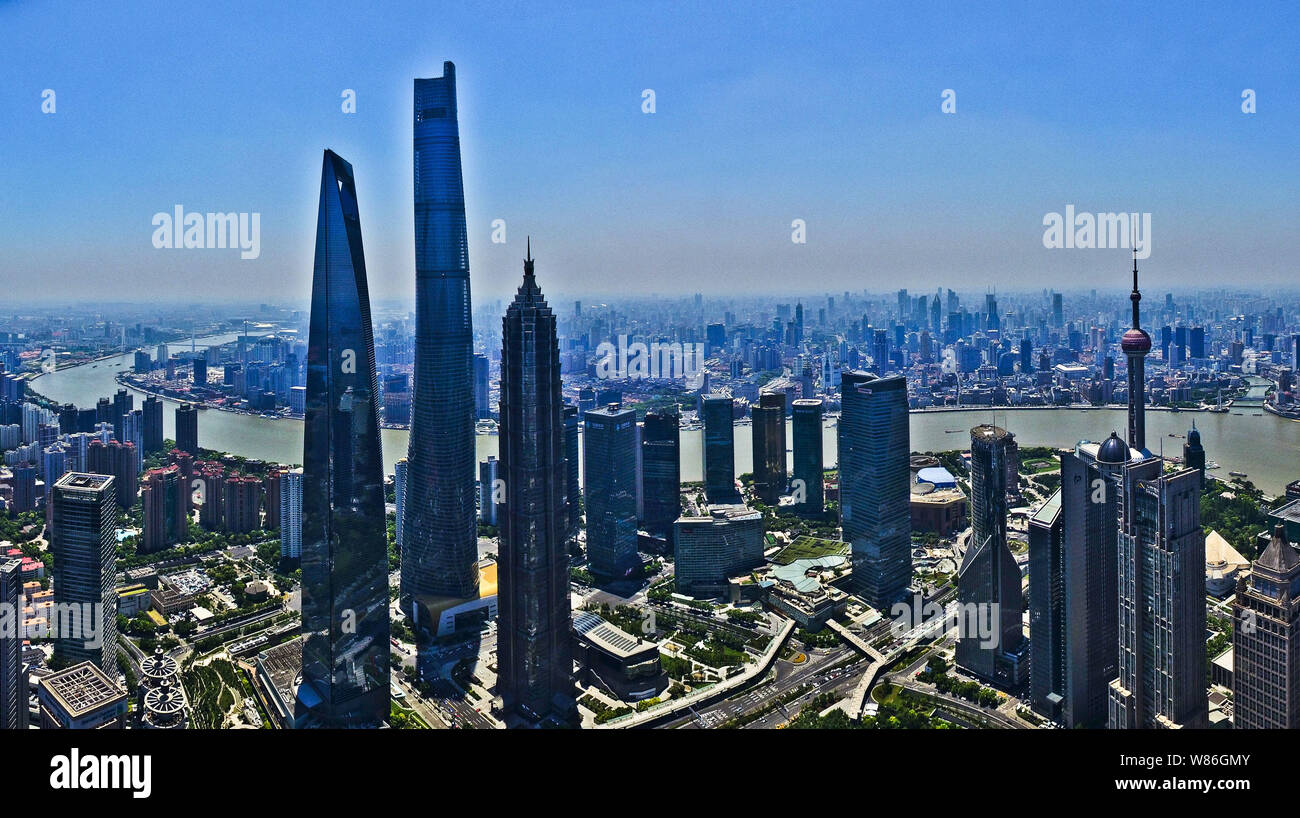 Skyline of the Lujiazui Financial District with the Shanghai Tower ...