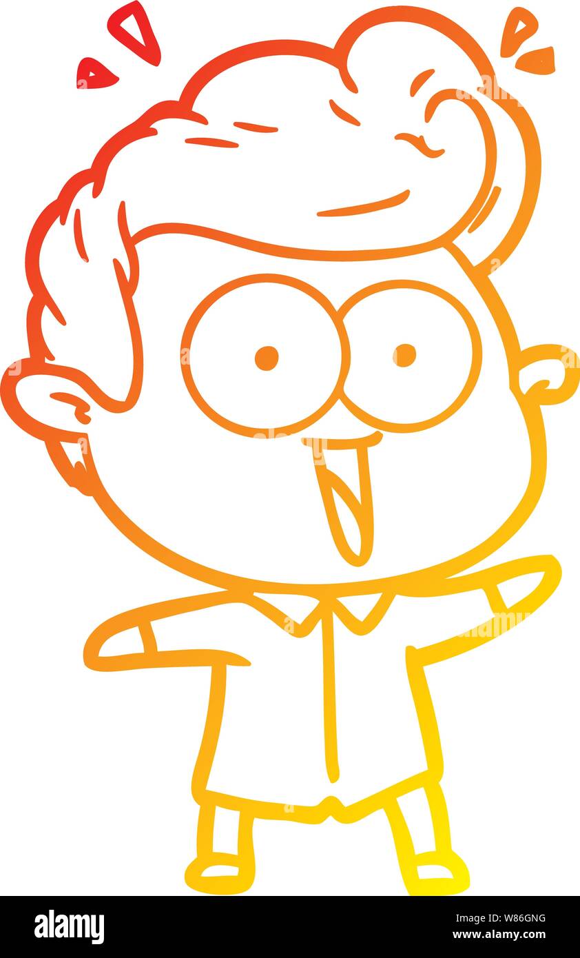 warm gradient line drawing of a cartoon excited man Stock Vector Image ...