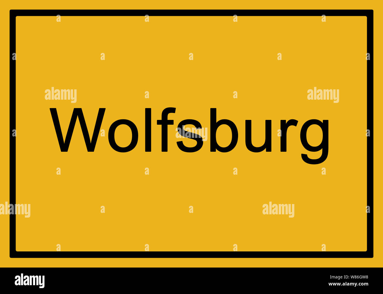 Typical german yellow city sign Wolfsburg Stock Photo - Alamy