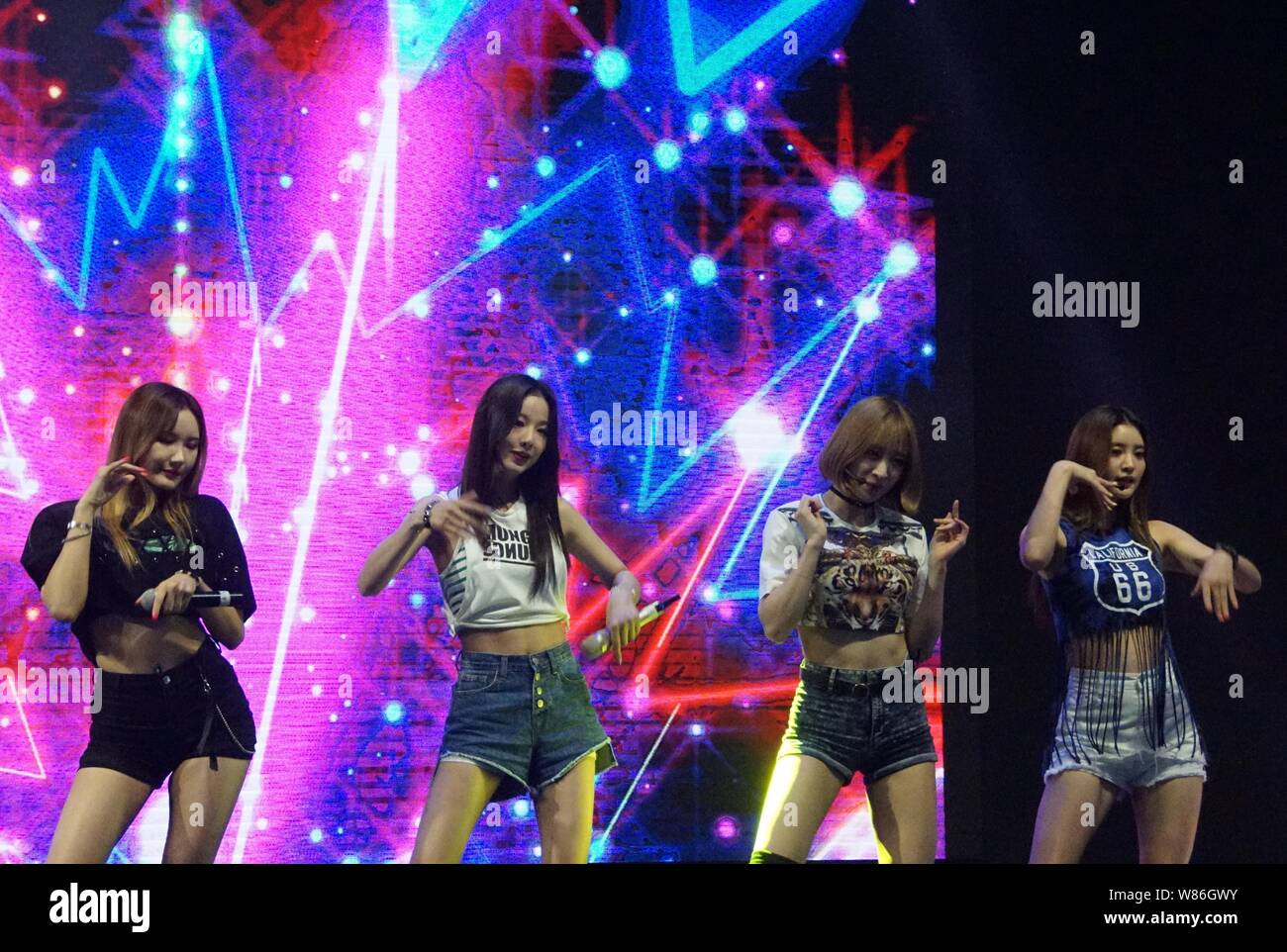 South Korean idol group Exid perform at the 14th China Digital Entertainment Expo, also known as ...