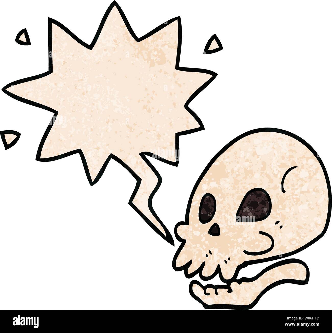 cartoon skull with speech bubble in retro texture style Stock Vector ...