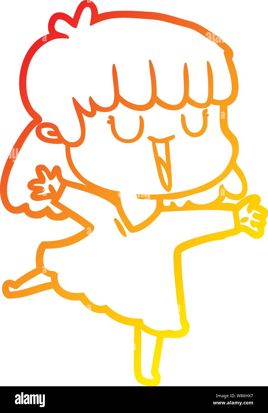 warm gradient line drawing of a cartoon woman Stock Vector Image & Art ...