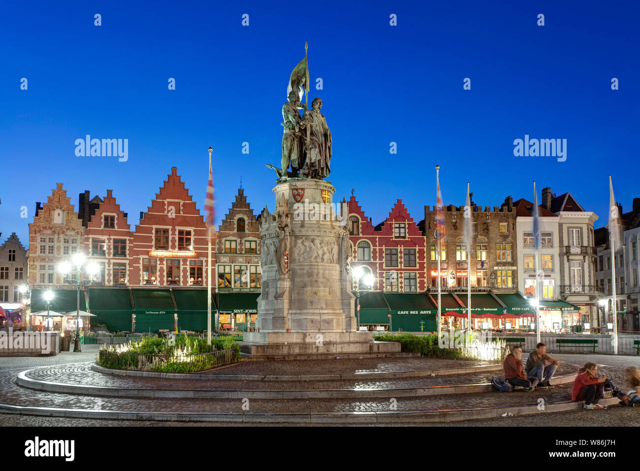 Bruges, Flanders, Belgium: facade of traditional Flemish buildings in ...