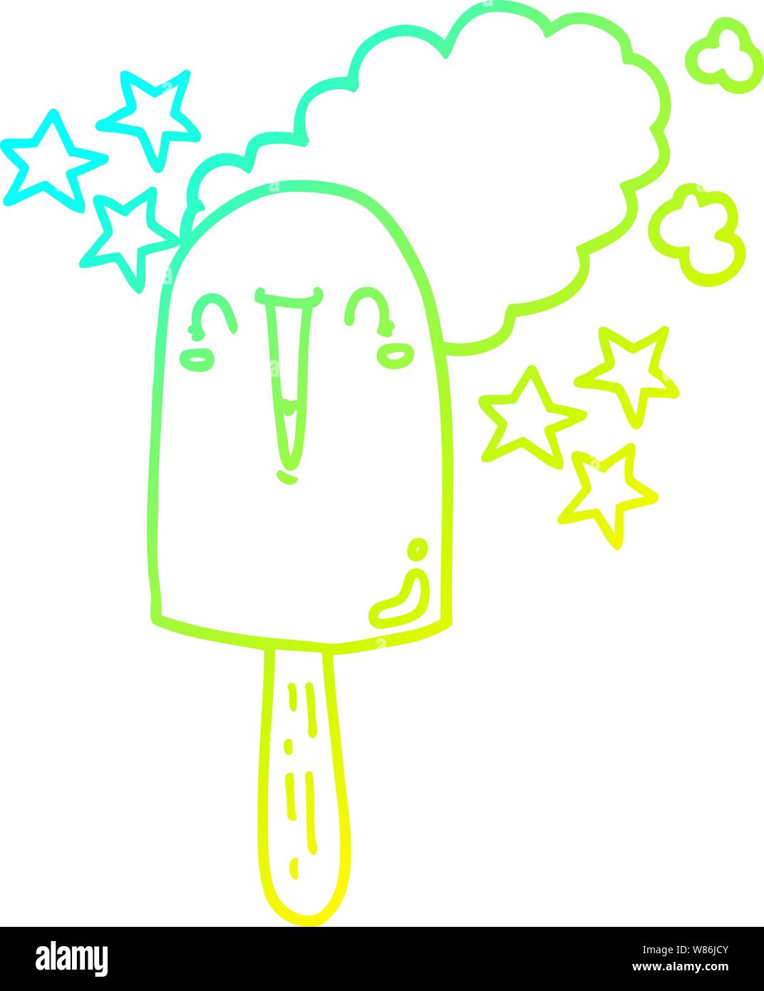 cold gradient line drawing of a cute cartoon ice lolly Stock Vector ...