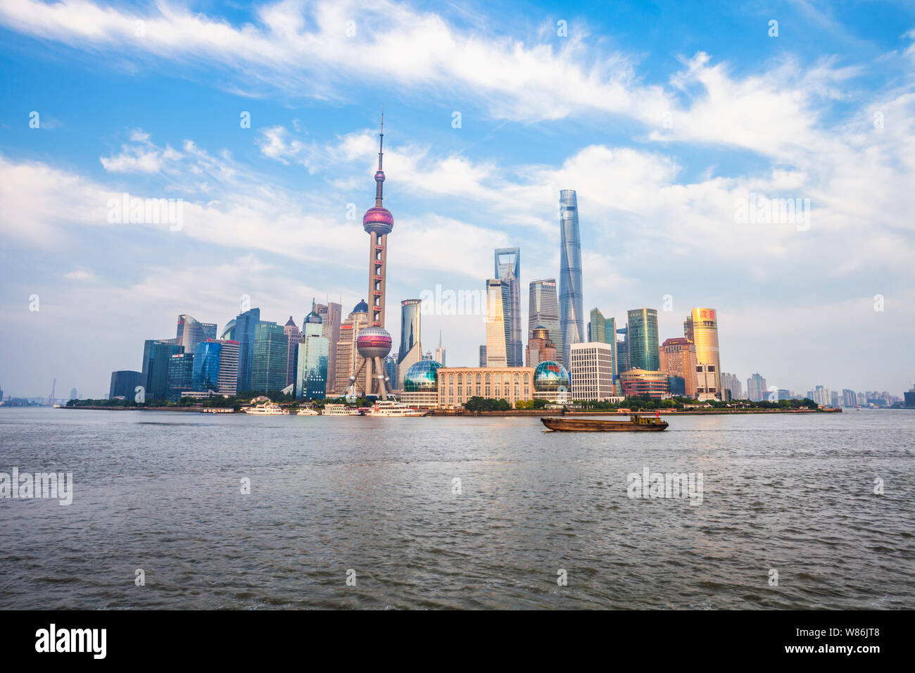 This photo taken from the promenade on the Bund in Puxi shows a ...