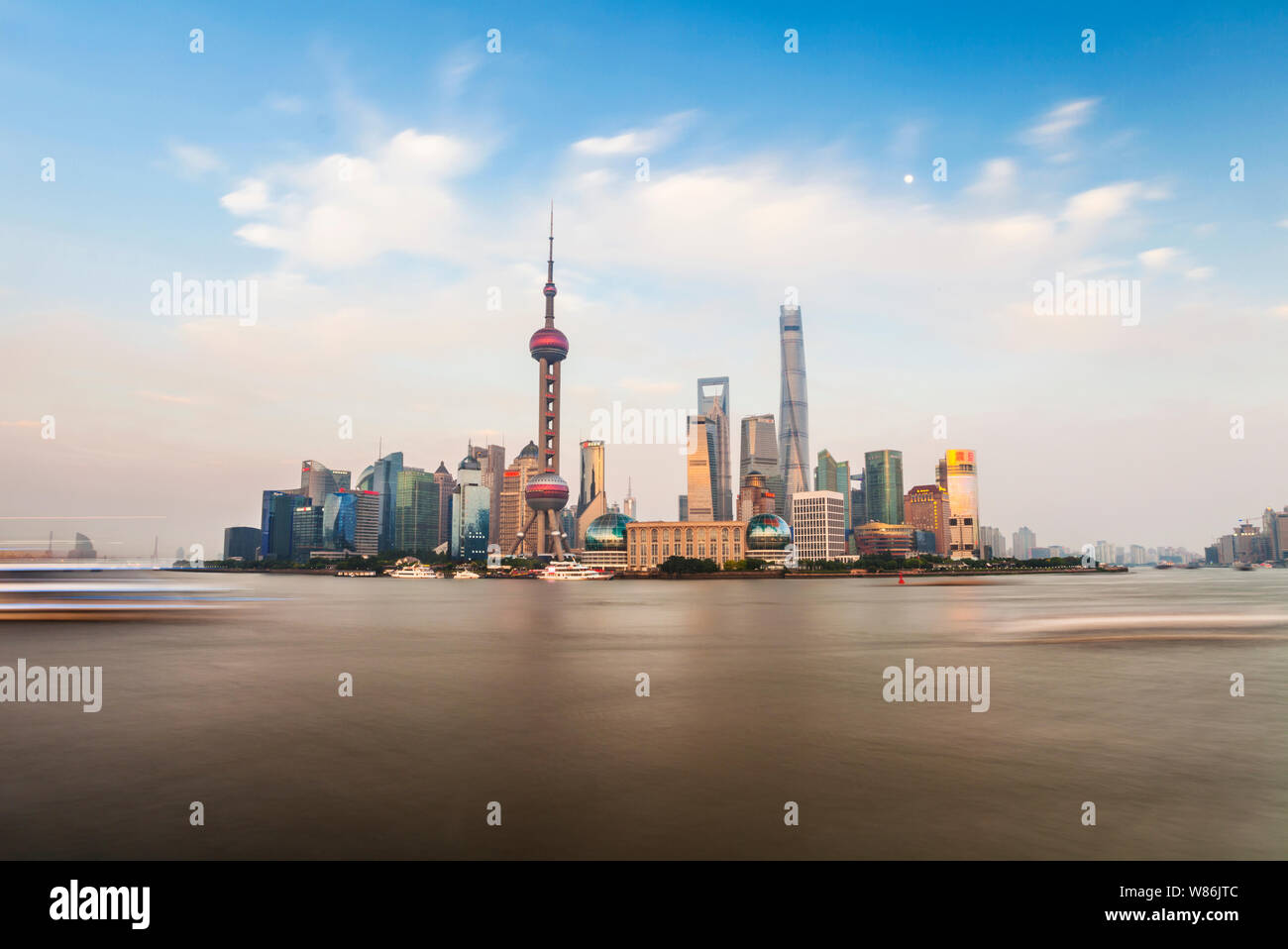 This photo taken from the promenade on the Bund in Puxi shows a ...