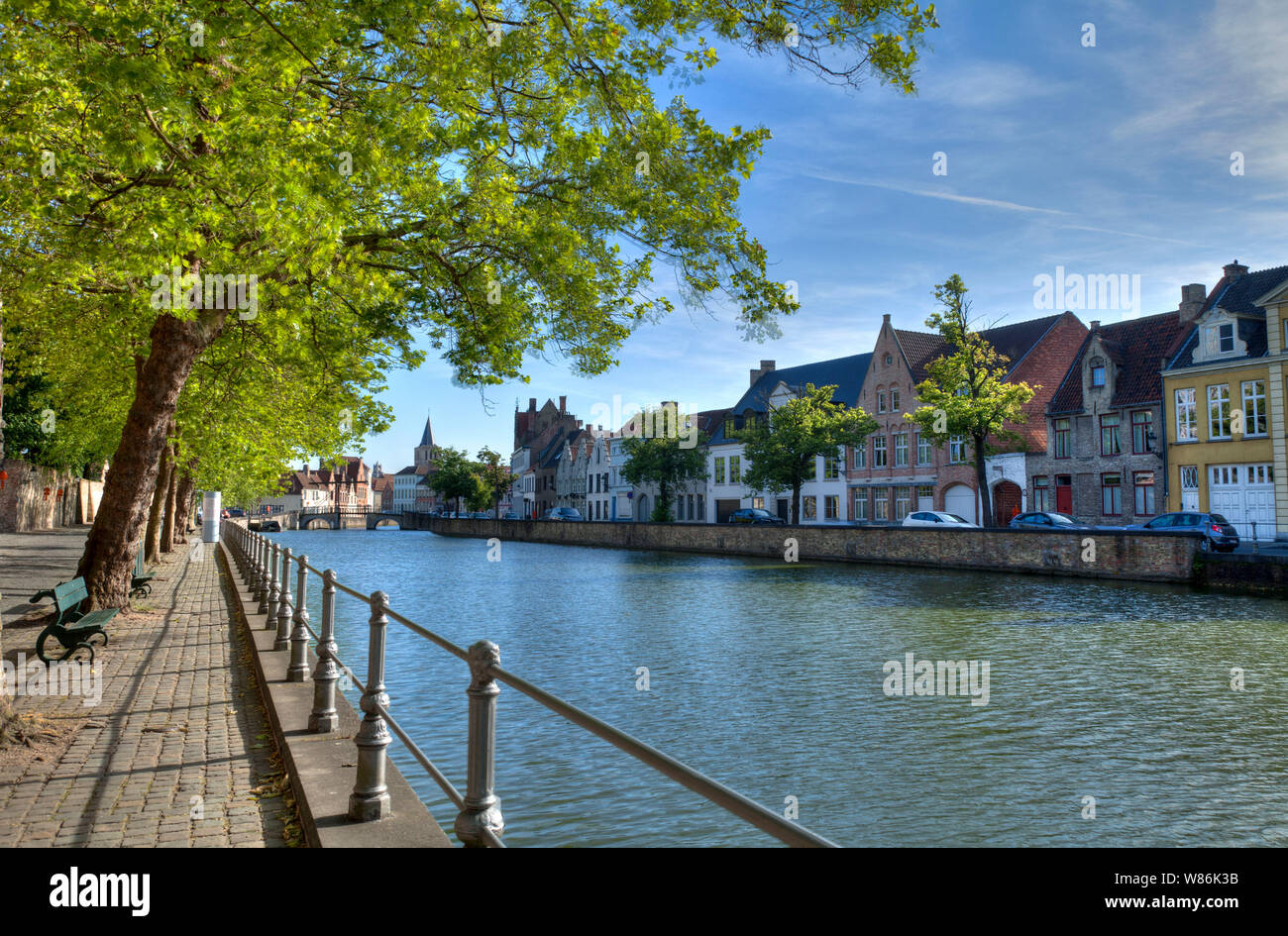 Bruges, Flanders, Belgium: facade of traditional Flemish buildings ...