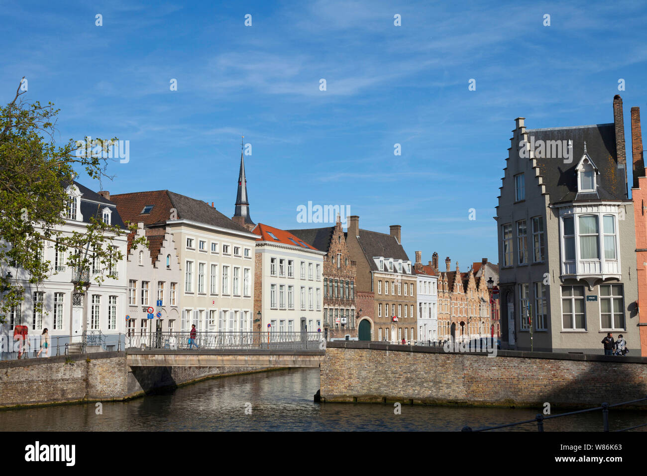 Bruges, Flanders, Belgium: facade of traditional Flemish buildings ...