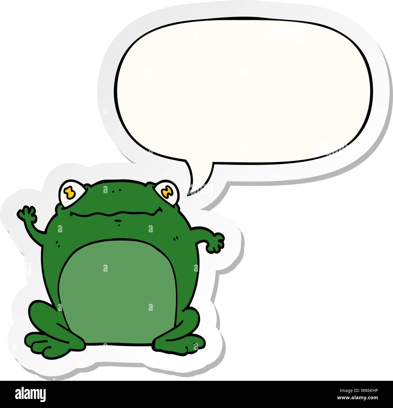 cartoon frog with speech bubble sticker Stock Vector Image & Art - Alamy