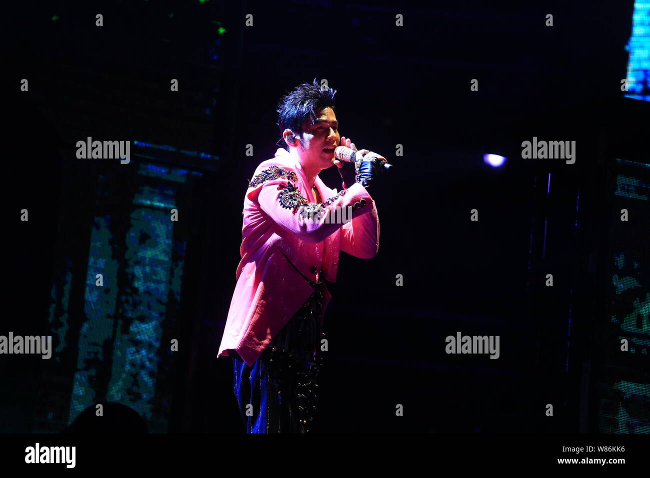 Taiwanese singer Jay Chou performs at the Shanghai concert during his ...