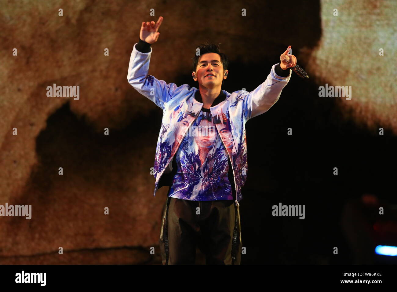 Taiwanese singer Jay Chou performs at the Shanghai concert during his ...