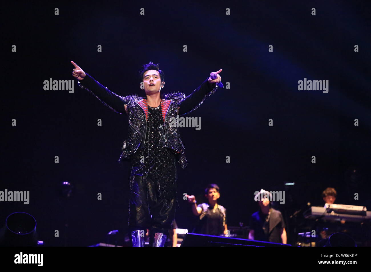 Taiwanese singer Jay Chou performs at the Shanghai concert during his ...