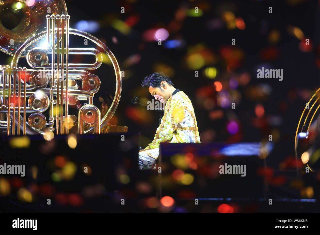 Taiwanese singer Jay Chou performs at the Shanghai concert during his ...