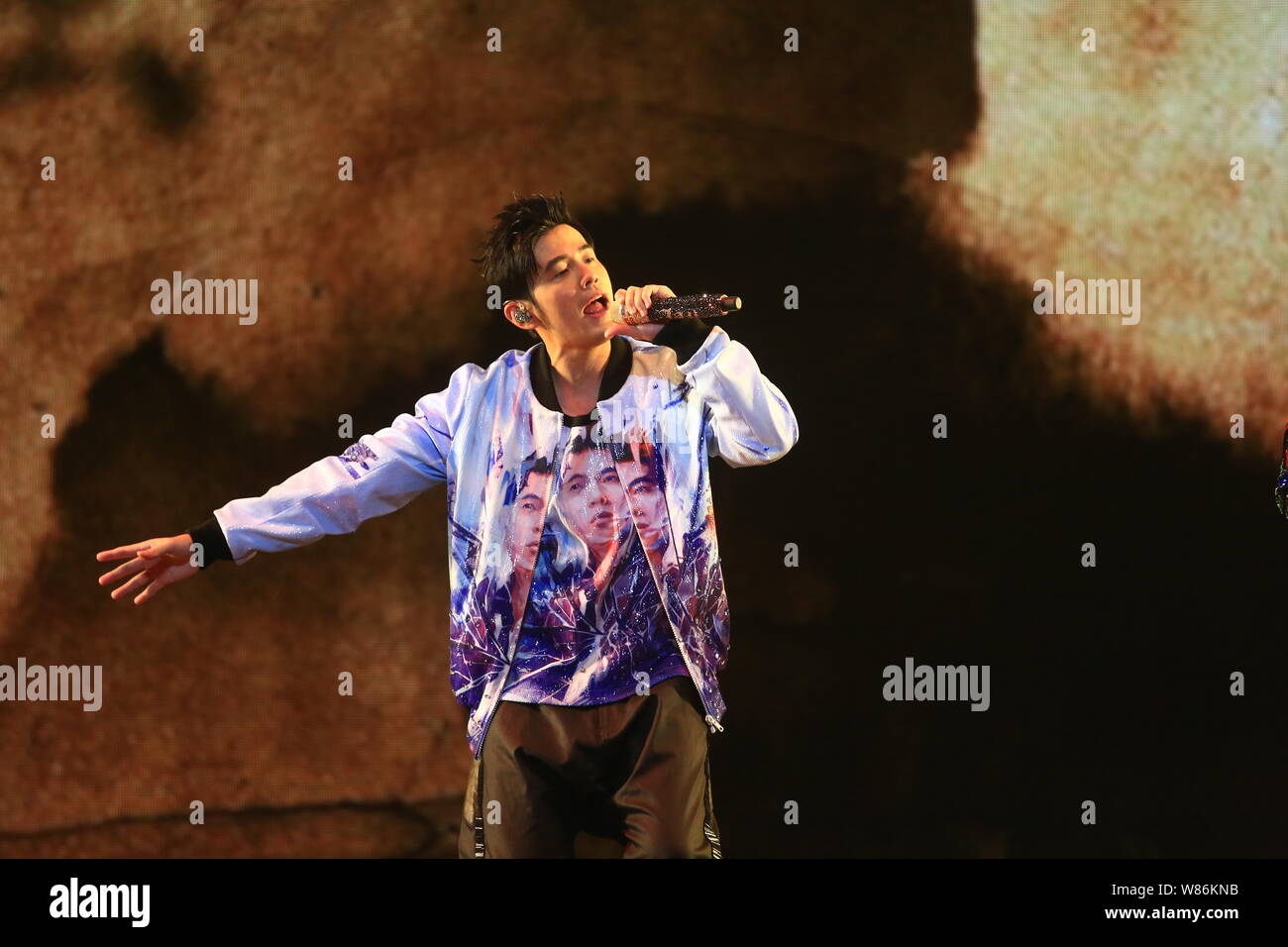 Taiwanese singer Jay Chou performs at the Shanghai concert during his ...