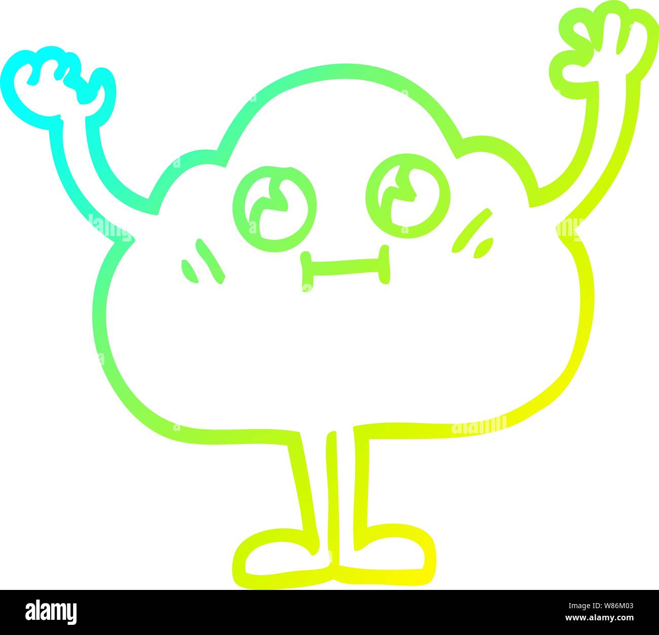 cold gradient line drawing of a happy cartoon cloud Stock Vector Image ...