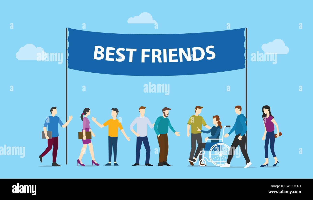 best friends big words text banner with community team people family ...